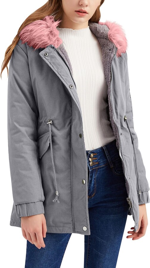 YWLINK Women's Winter Coat Thick Parka Quilted Coat with Hood Plus ...