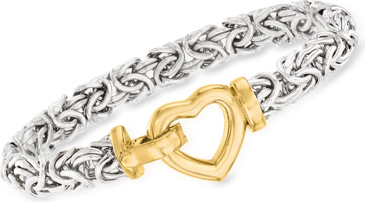 Ross-Simons Two-Tone Sterling Silver Byzantine Heart Bracelet - ShopStyle