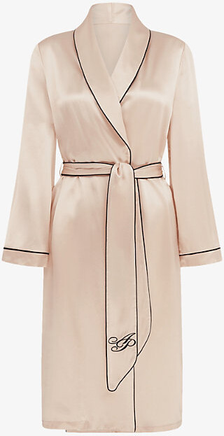 Agent Provocateur Womens Pink Contrast-piped Silk-satin Dressing Gown ...