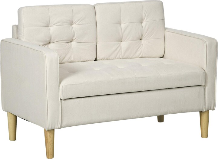 HOMCOM Modern 2 Seater Sofa with Storage Compact Loveseat Sofa Living ...