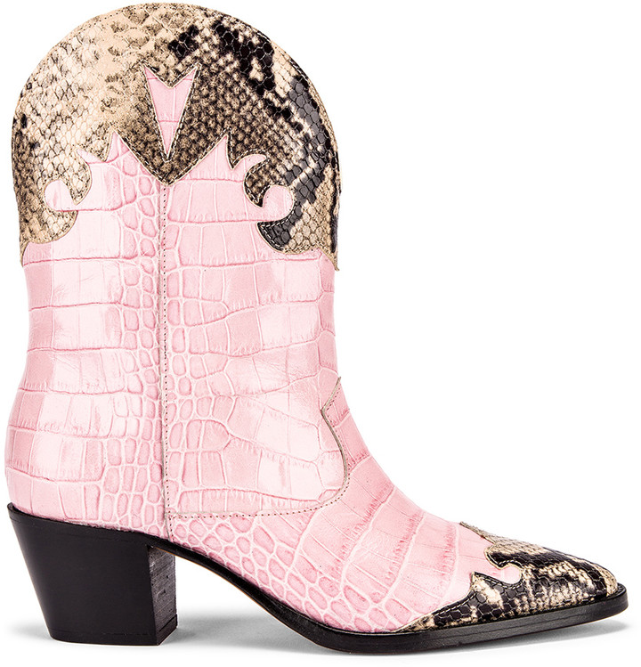 Paris Texas Python Print and Moc Croco Texano Boot in Light Pink ...