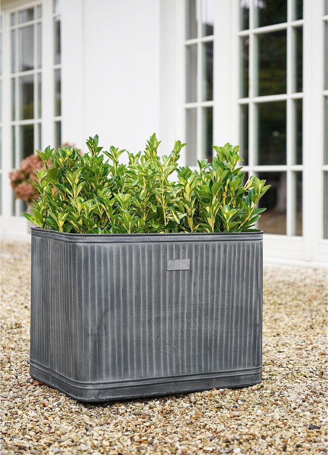 Ivyline Outdoor Hampton Rectangular Galvanised Metal Planter 38cm ...