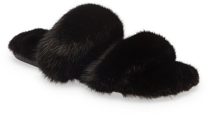 Saint Laurent Bleach Genuine Mink Fur Slide Sandal - ShopStyle