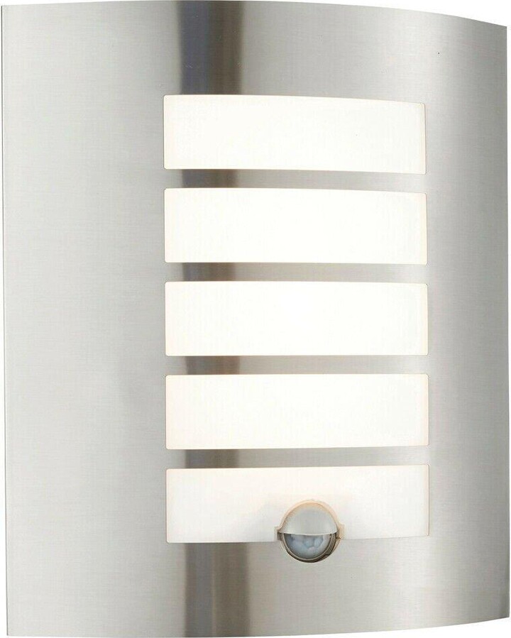 Loops IP44 Outdoor Wall Light PIR Motion Sensor Brushed Steel ...