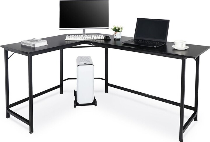 Snake River Décor 66" L-Shaped Desk Corner Computer Gaming Table Black ...