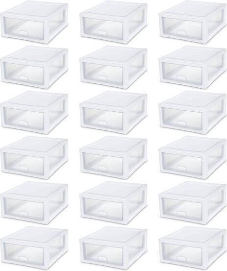 Sterilite 16 Quart Stacking Storage Drawer, Stackable Plastic Bin ...