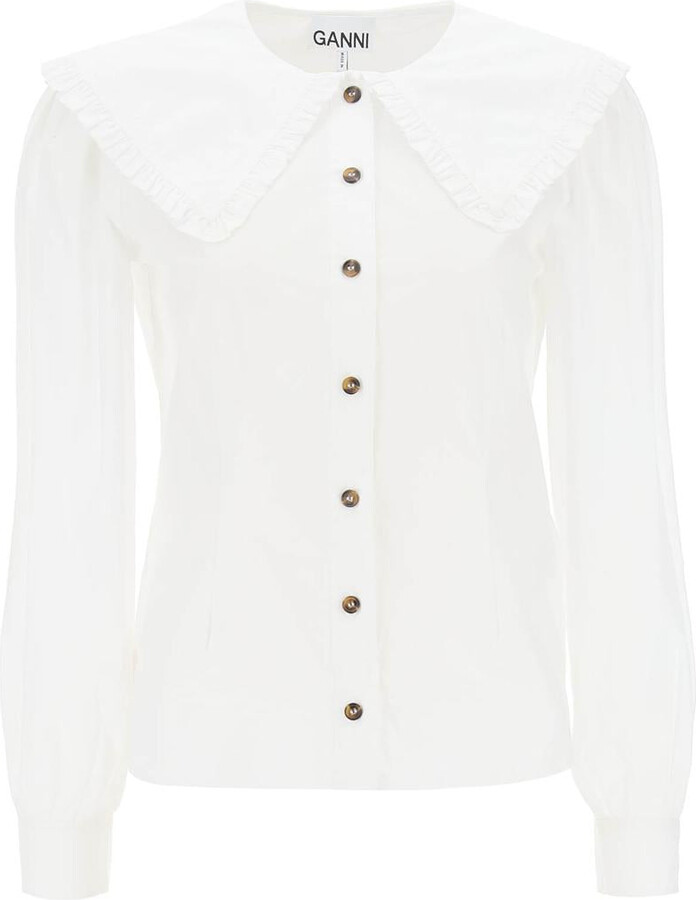 Ganni maxi collar shirt - ShopStyle Tops