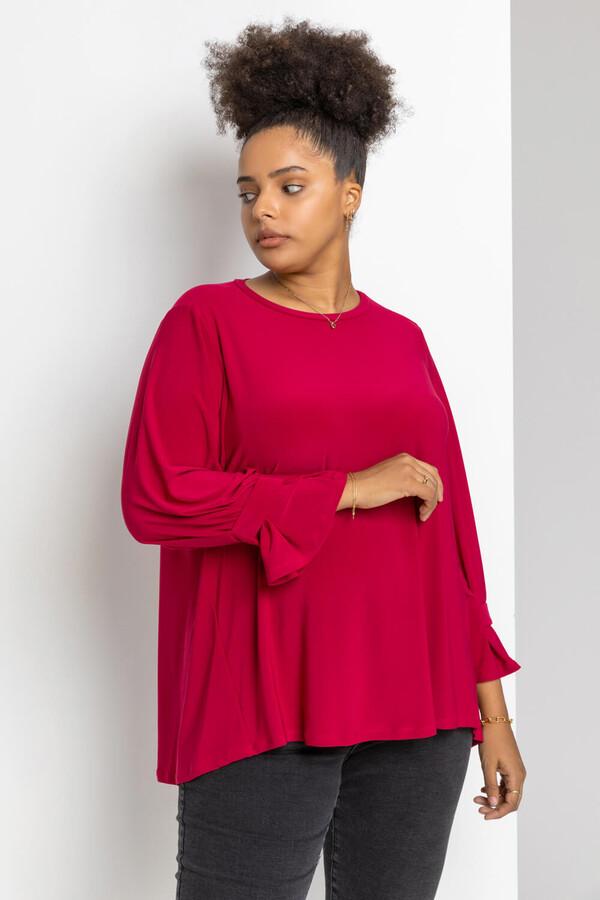 Roman Curve Roman Originals Curve Cuff Detail Oversized Top - ShopStyle