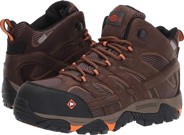 Merrell Work Moab Vertex Mid Waterproof Composite Toe (Clay) Men's Work ...