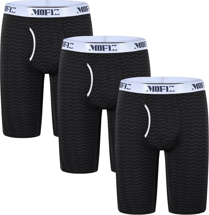 JINSHI Men's Long Leg Boxer Shorts Briefs Cotton Open Fly Pouch ...