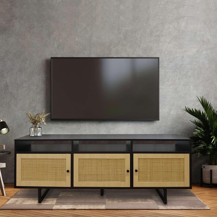 House and Homestyle Modern Rattan Detail Entertainment TV Cabinet in ...