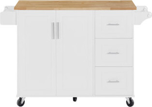 Gracie Oaks Kitchen Island With Drop Leaf Countertop, Rolling Kitchen ...