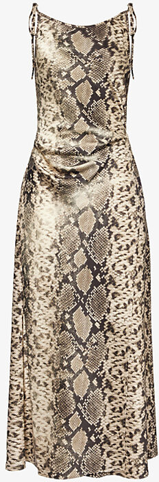 Acne Studios Womens Multi Brown Python-Print Shoulder-Straps Stretch ...