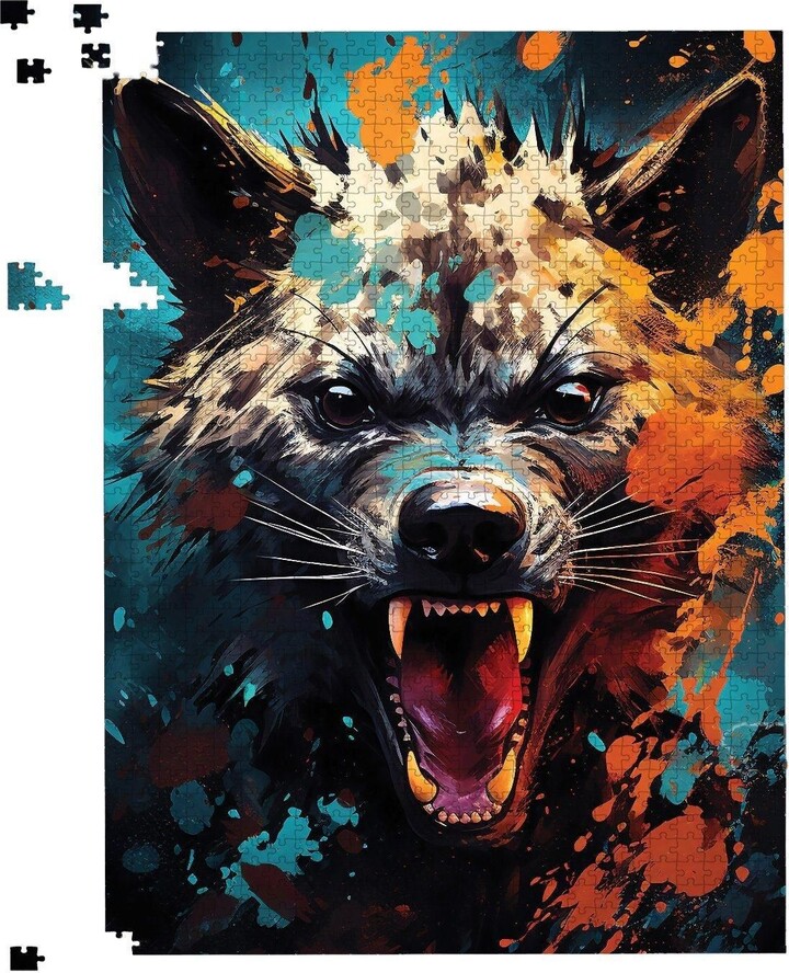Warren Reed - Designer Splashart Angry Hyena Face Jigsaw Puzzle - ShopStyle