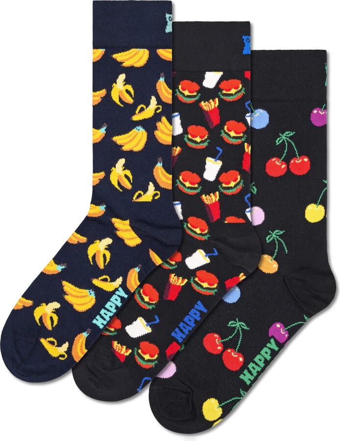 Happy Socks Snacks 3-Pack Assorted Crew Socks - ShopStyle
