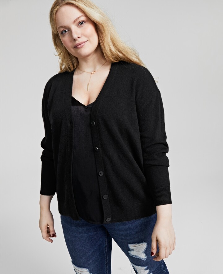 Charter Club Plus Size 100% Cashmere Button Front Cardigan, Created for ...