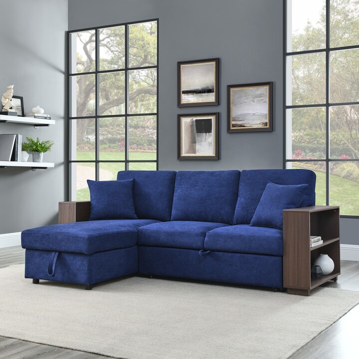 IGEMAN 88" Convertible Sectional Sofa with Pulled Out Bed, 2 Seat Sofa ...