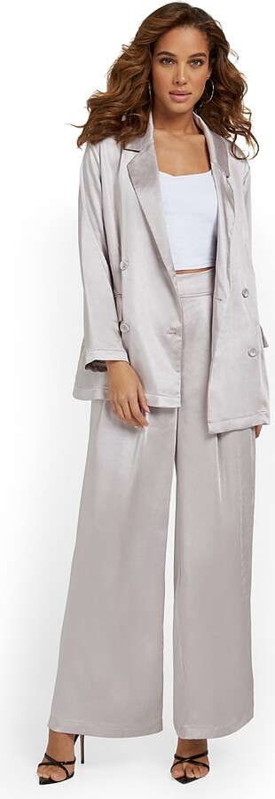 2-Piece Satin Blazer & Wide-Leg Pant Set - Lena - ShopStyle