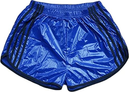 Menbox Blue Gloss Nylon Shorts Wetlook Jogging Cal Surf Shiny Fitness ...
