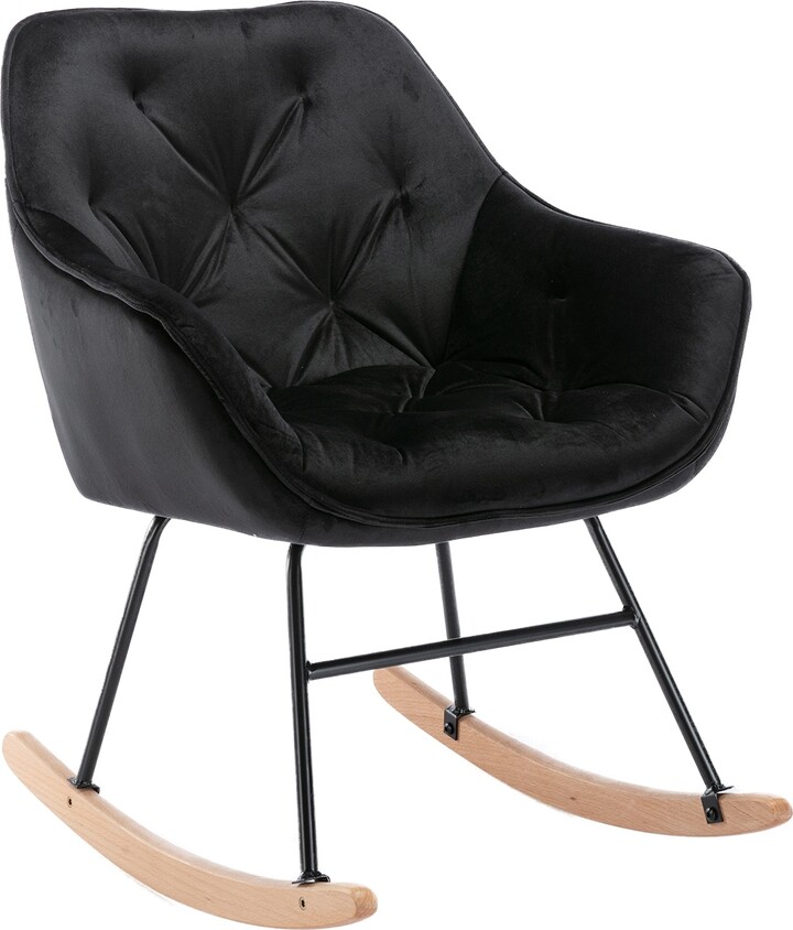 TOSWIN Comfortable Velvet Rocking Chair with Mid-Century Modern Design ...