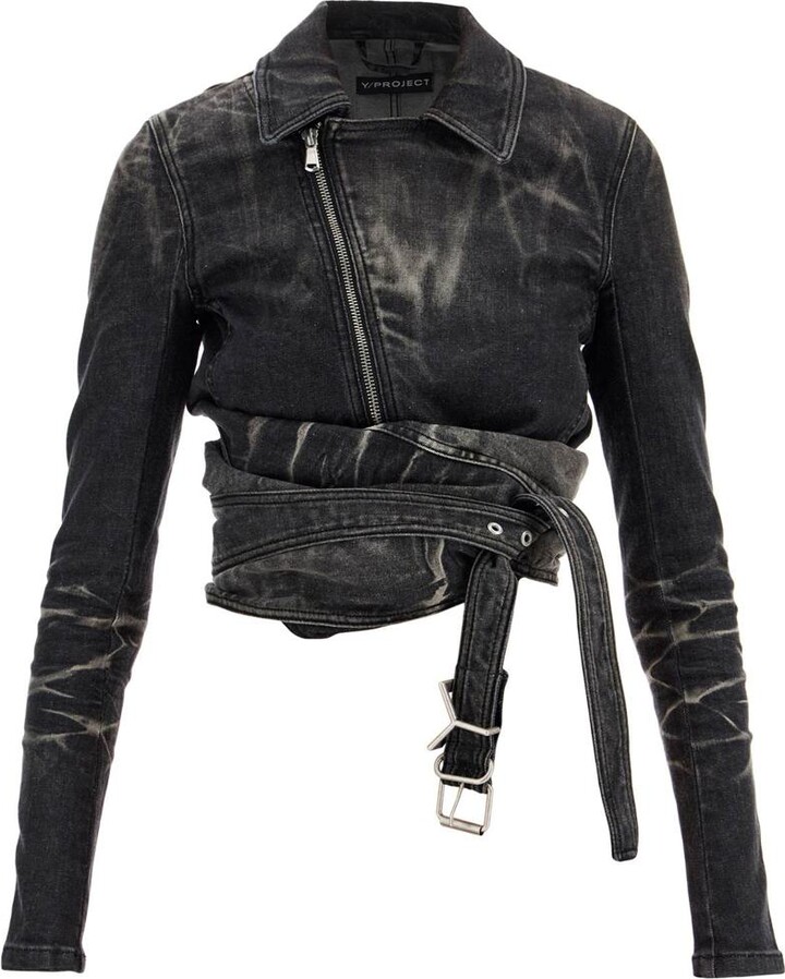 Y/Project Denim Jacket With Criss-Cross Belt - ShopStyle