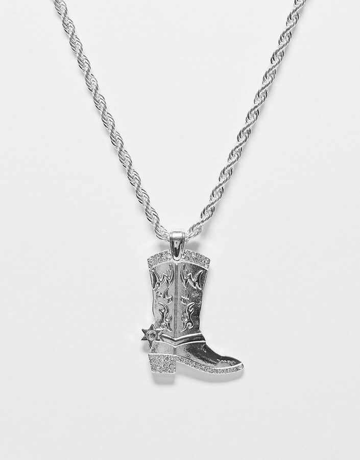WFTW cowboy boot pendant in silver - ShopStyle Necklaces