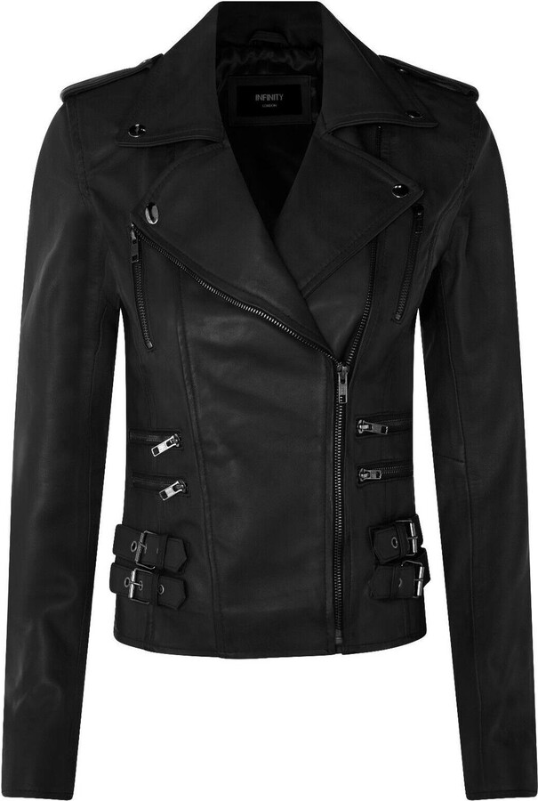 Infinity Leather Leather Brando Biker Jacket-Loddon - Black - ShopStyle
