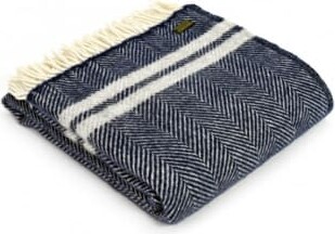Tweedmill & Silver Grey Fishbone 2 Stripe Pure New Wool Throw 150cm x ...