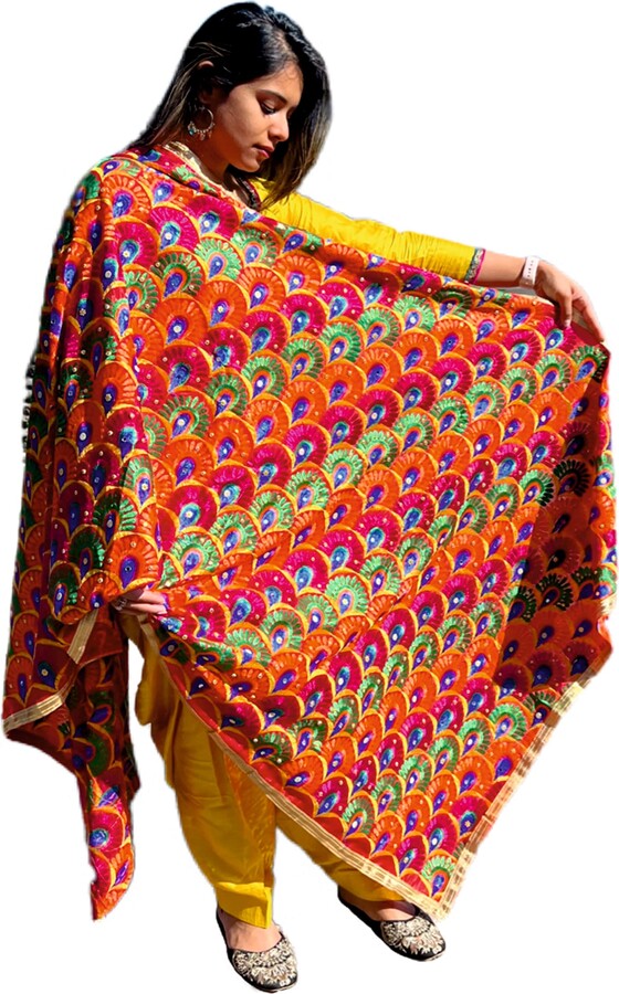 The House of Traditions - Phulkari Dupatta/Fulkari Chunni (PD1012 ...