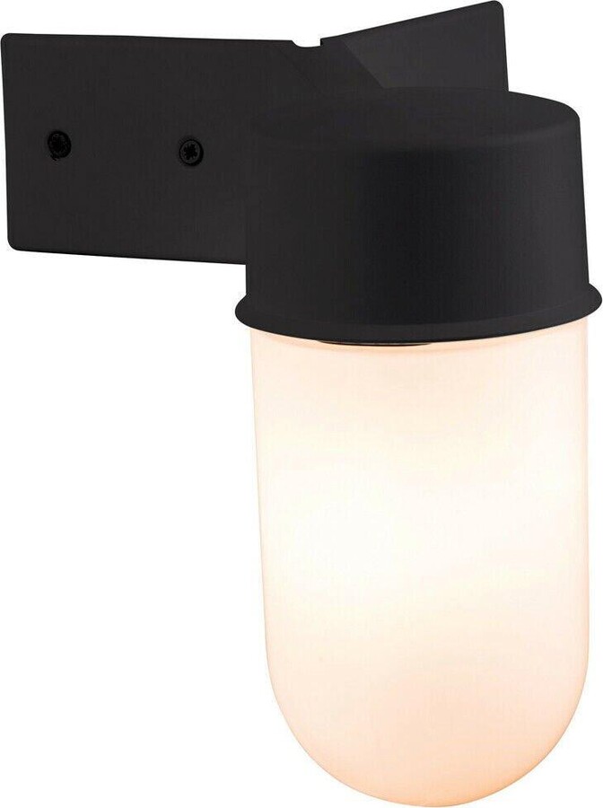 Loops IP44 Outdoor Wall Light & Corner Bracket Black White Long Glass ...