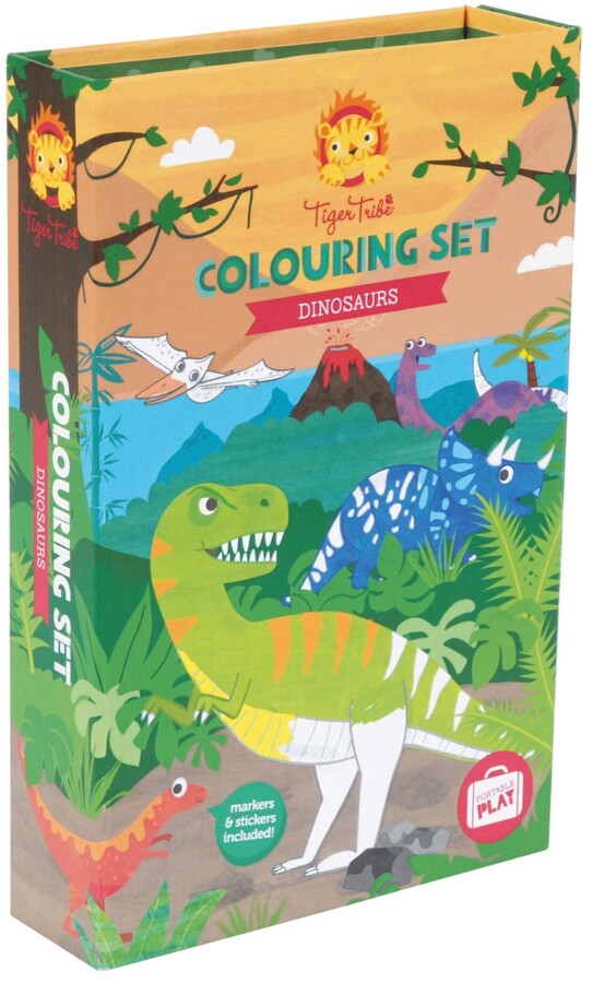 Ems For Kids Tiger Tribe Dinosaur Coloring Set with Markers and ...
