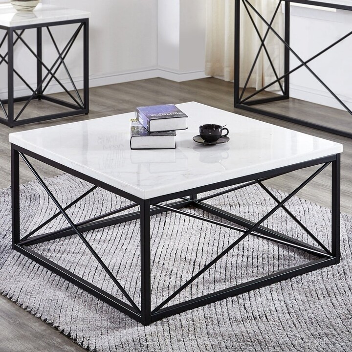 Carbon Loft Havinga Modern White Marble Square Coffee Table - ShopStyle