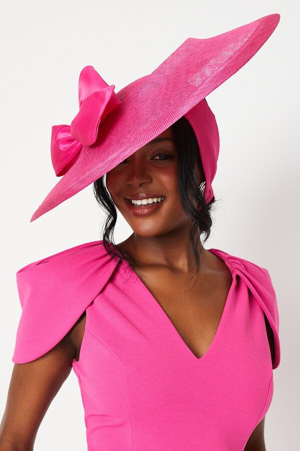 Lisa Tan Satin Bow Wide Brim Hat - ShopStyle