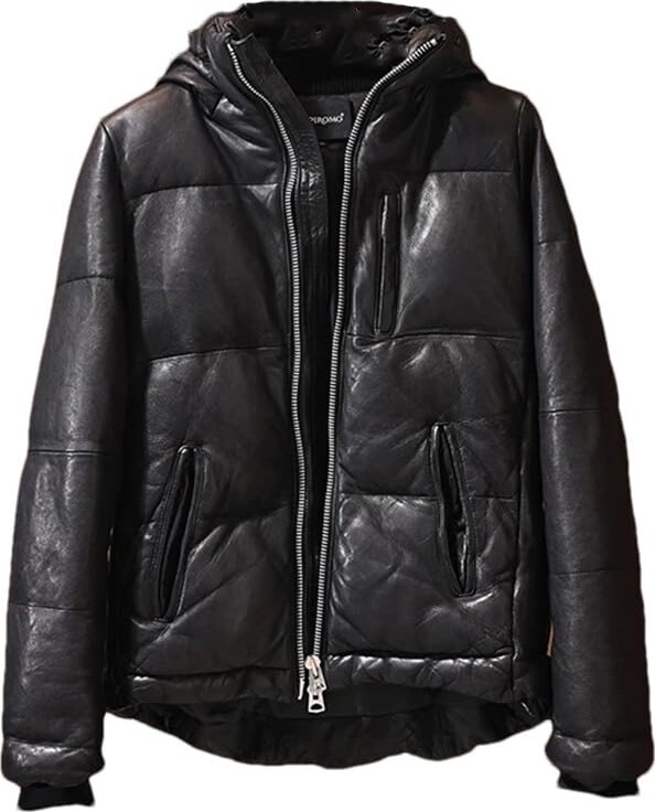 Generic Winter Genuine Leather White Duck Down Jacket Vintage Thick ...