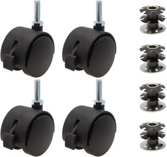 Outwater 1-1/8in. Round Metal Double Star Caster Inserts With Brakes ...
