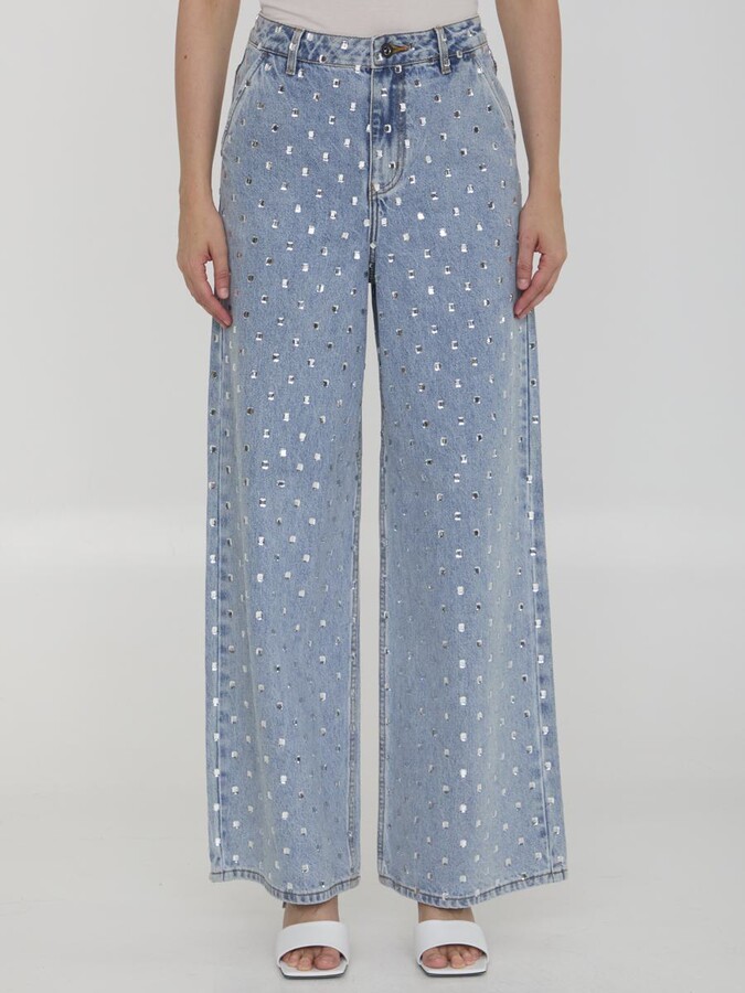 Self-Portrait Rhinestone Denim Jeans - ShopStyle