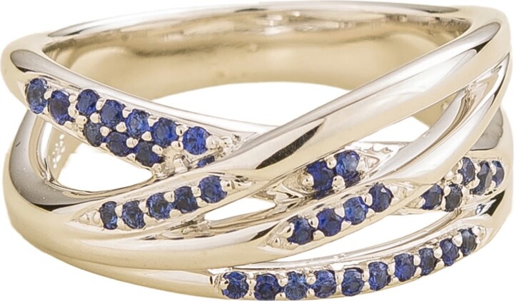Juvetti Women's Blue / White / Silver Val Ring In Blue Sapphire Set In ...