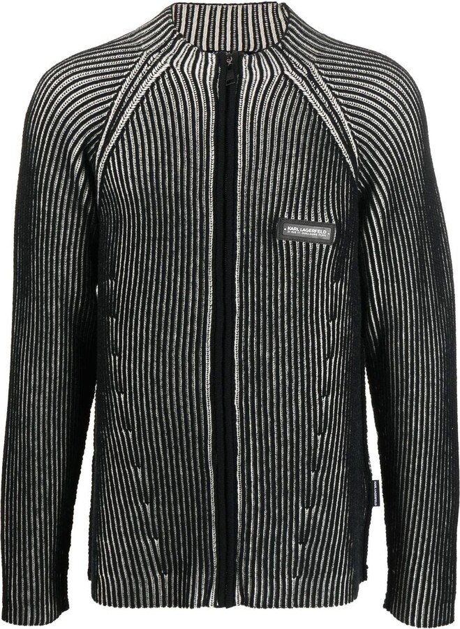 Karl Lagerfeld Paris Ribbed-Knit Zip-Up Cardigan - ShopStyle