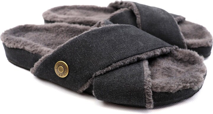 Shu Da Living - Tom Crossover Slider Slippers In Charcoal Grey - ShopStyle