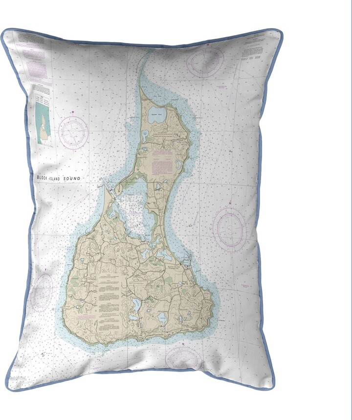 Betsy Drake Block Island #2, RI Nautical Map Pillow 16x20 - ShopStyle