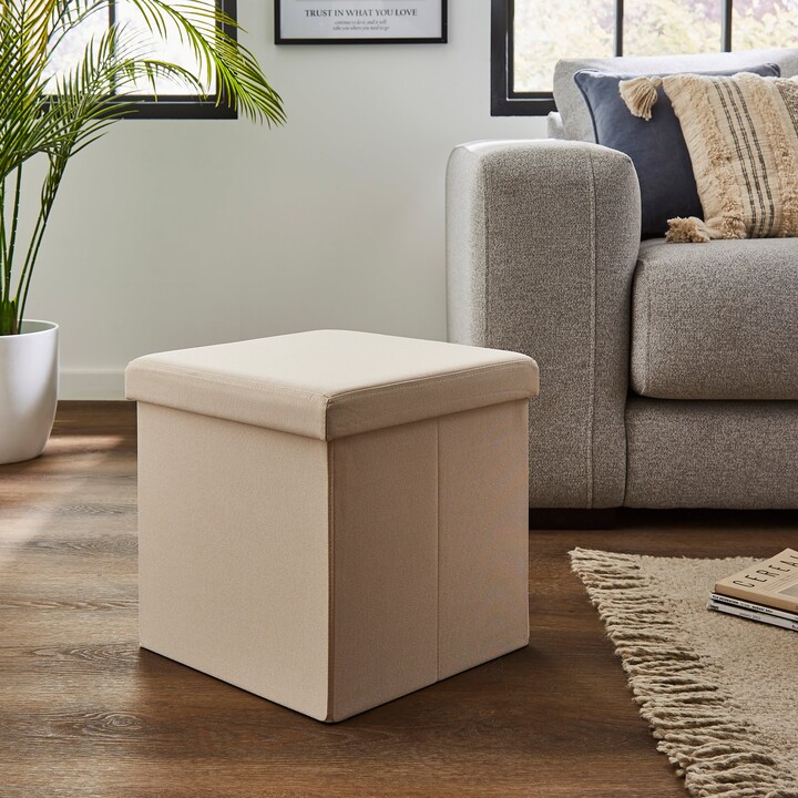 Dunelm Foldable Cream Cube Ottoman Cream - ShopStyle Living Room