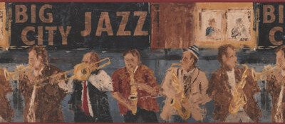 York Wall Coverings Retro Borders Vintage Big City Jazz Band Retro ...