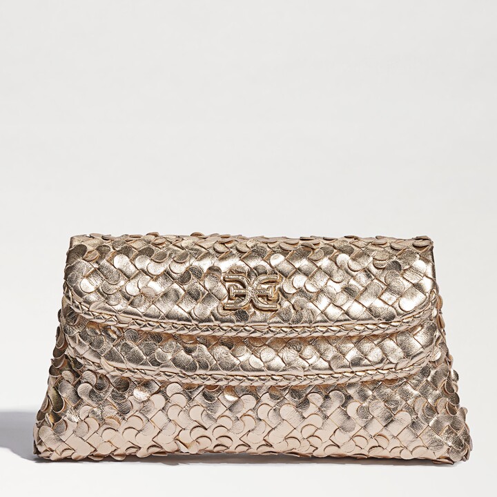 Sam Edelman Bianka Woven East-West Clutch Gold Leather - ShopStyle ...