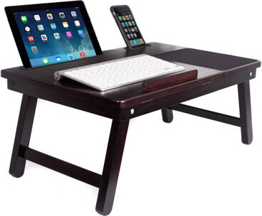Sofia + Sam Multi Tasking Laptop Bed Tray Bamboo Lap Desk Folding TV Tray Table Smartphone ...