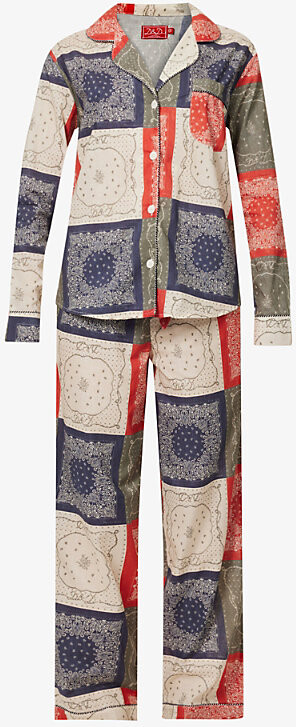 Desmond & Dempsey Womens Multi Bandana-print Long Cotton Pyjamas ...