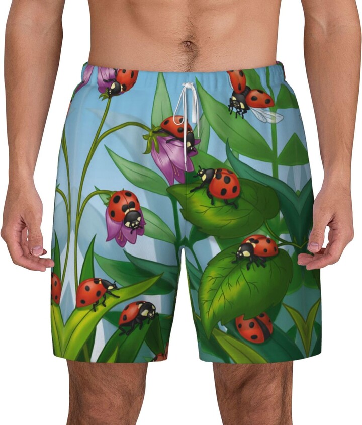 CZDBNLHF Ladybug Print Mens Swim Shorts for Swimming - ShopStyle