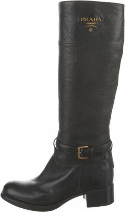 Prada Leather Riding Boots - ShopStyle