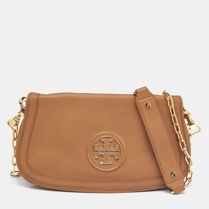 Tory Burch Tan Leather Amanda Logo Crossbody Bag - ShopStyle