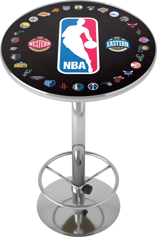 Trademark Gameroom NBA Logo with All Teams Bar Table with Footrest ...