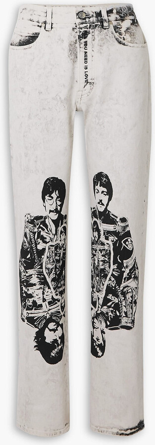 Stella McCartney + The Beatles Get Back printed acid-wash high-rise ...